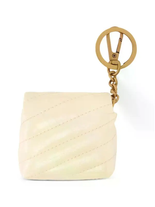 Pinko Love Bag Puff Airpods Case In Shiny Leather - Neutrals