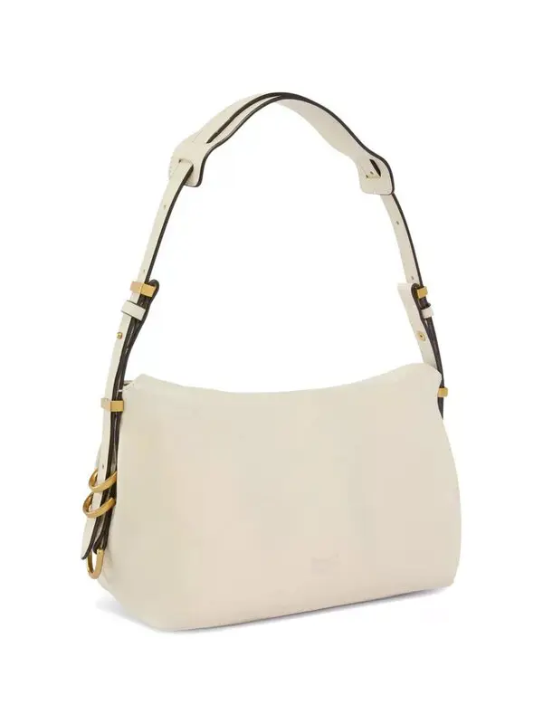 Pinko Leather Shoulder Bag With Logo Detail - Neutrals