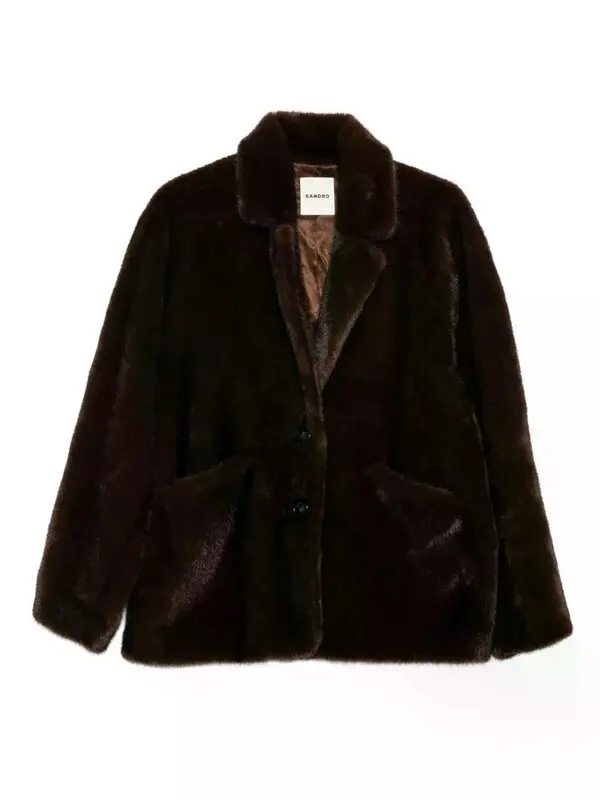 Sandro Buttoned Coat - Brown