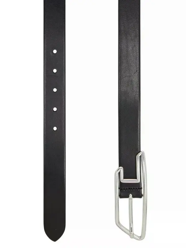 DIESEL® Logo-buckle Leather Belt - Black