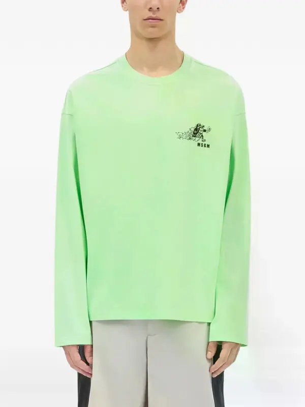 MSGM Long-sleeved Print T-shirt - Green