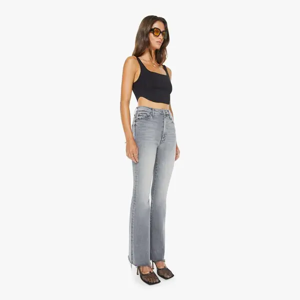 MOTHER High Waisted Weekender Fray Catch Me Outside Jeans - Grey