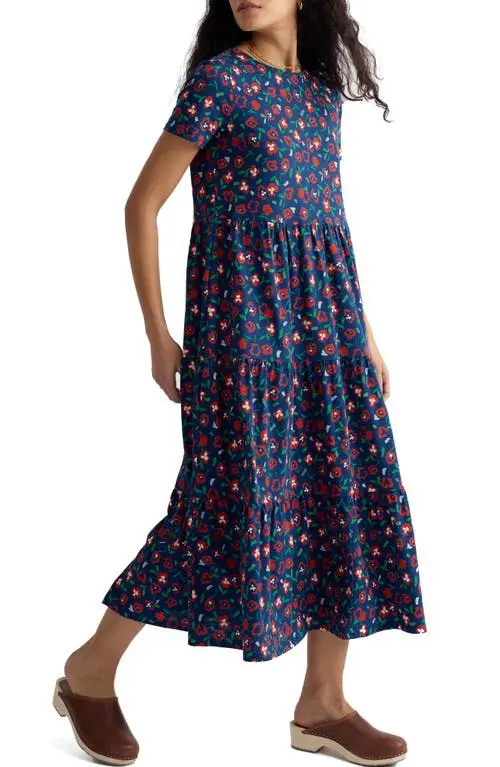 SEASALT CORNWALL Line Strokes Floral Organic Cotton Midi Dress