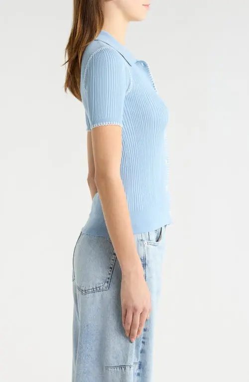 Rag & Bone Harper Whipstitch Detail Short Sleeve Cardigan