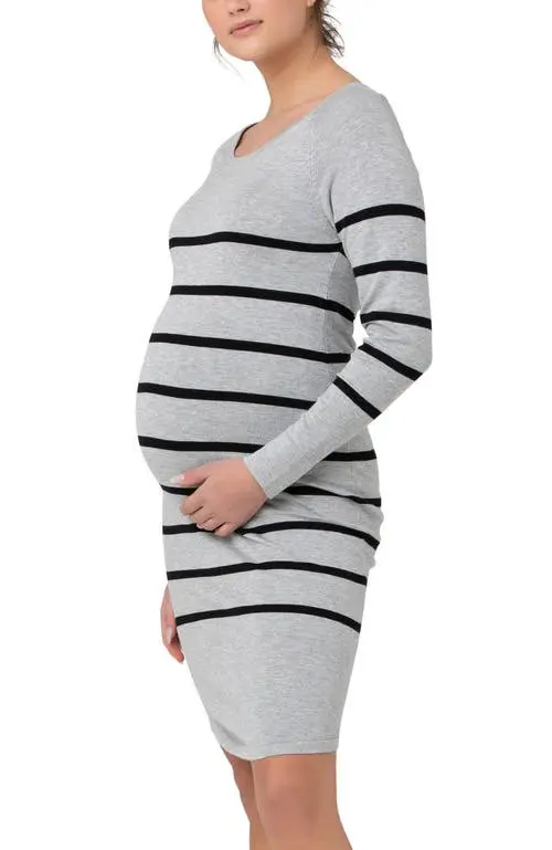 RIPE MATERNITY Valerie Tunic Dress With Contrast Stripes - Grey/black
