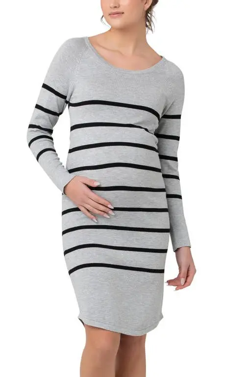 RIPE MATERNITY Valerie Tunic Dress With Contrast Stripes - Grey/black