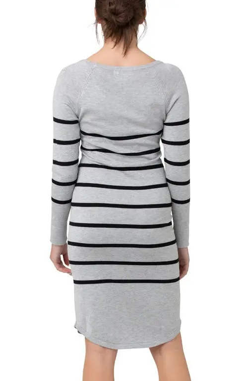 RIPE MATERNITY Valerie Tunic Dress With Contrast Stripes - Grey/black