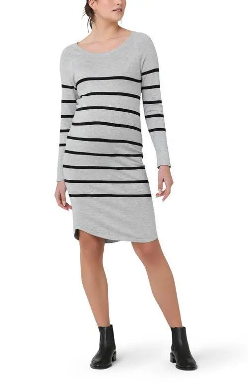 RIPE MATERNITY Valerie Tunic Dress With Contrast Stripes - Grey/black