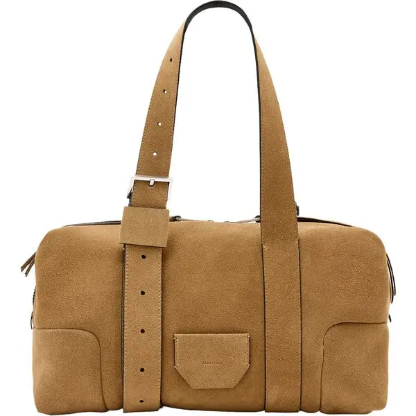 ALLSAINTS Ares Suede Shoulder Bag - Biscuit Brown