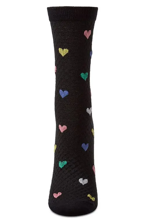 MEMOI Cotton Blend Crew Socks - Black