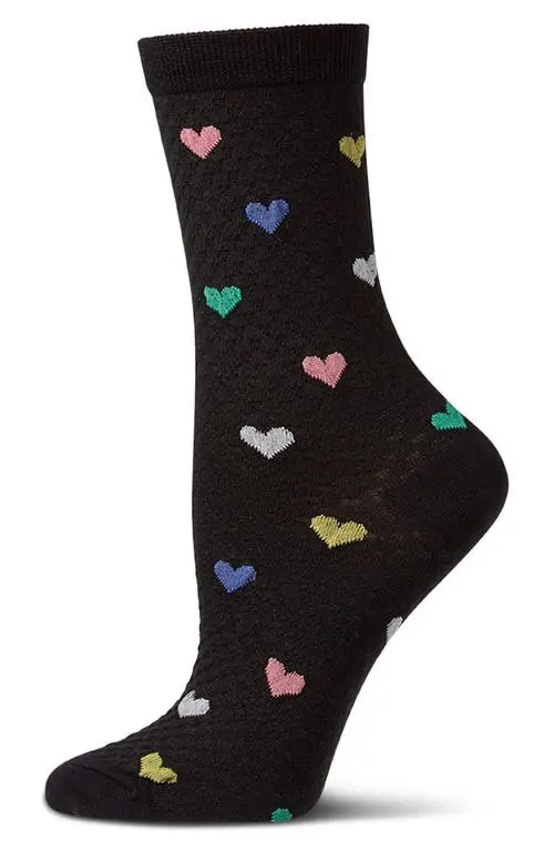 MEMOI Cotton Blend Crew Socks - Black