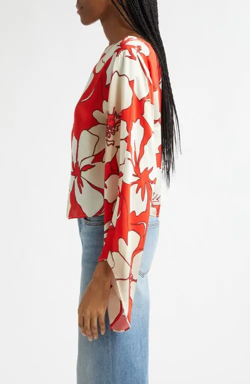 Ramy Brook Amanda Floral Flare Cuff Top