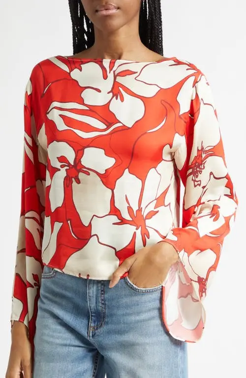 Ramy Brook Amanda Floral Flare Cuff Top