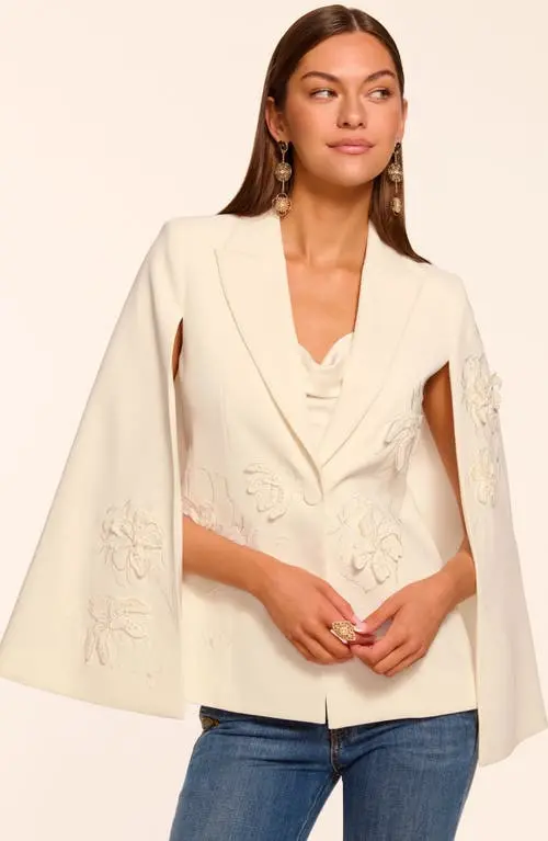 Ramy Brook Rosalinda Embroidered Floral Appliqué Cape Sleeve Jacket