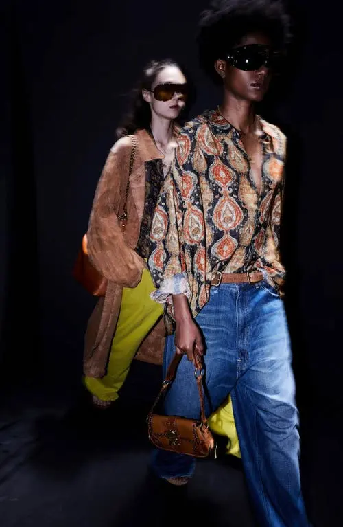 R13 Shredded Seam Drop Neck Button-up Shirt