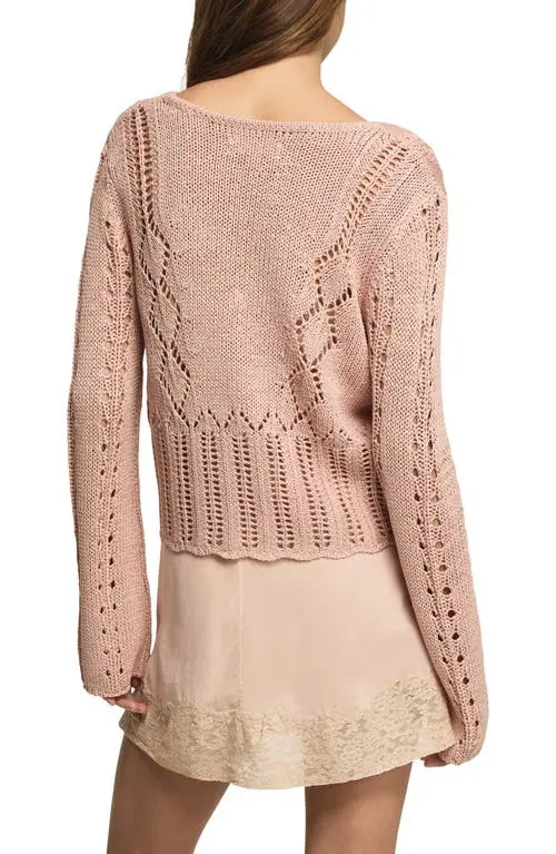Lucky Brand Pointelle Crop Cardigan