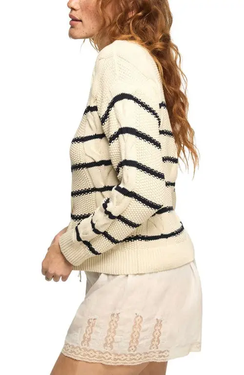 Lucky Brand Stripe Cable Stitch Cardigan