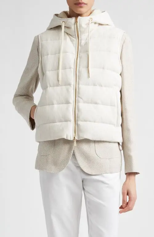 Eleventy Hooded Down Puffer Vest - 00 Ivory