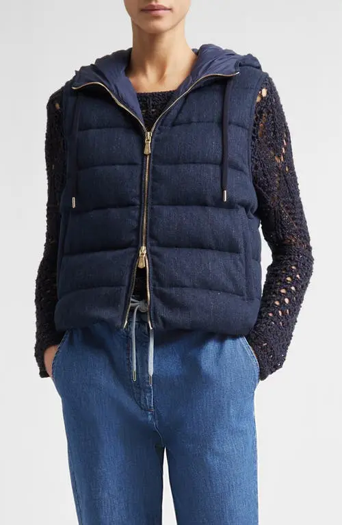 Eleventy Hooded Down Puffer Vest - 11 Blue