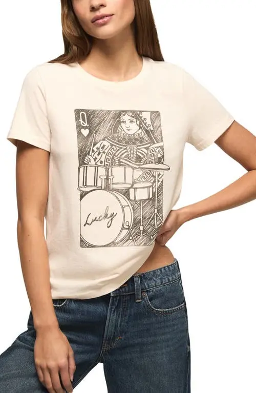 Lucky Brand Drummer Queen Graphic T-shirt - Vanilla Cream