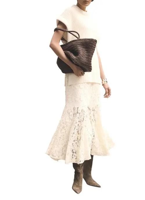 Mint Velvet Lace Flounce Midi Skirt