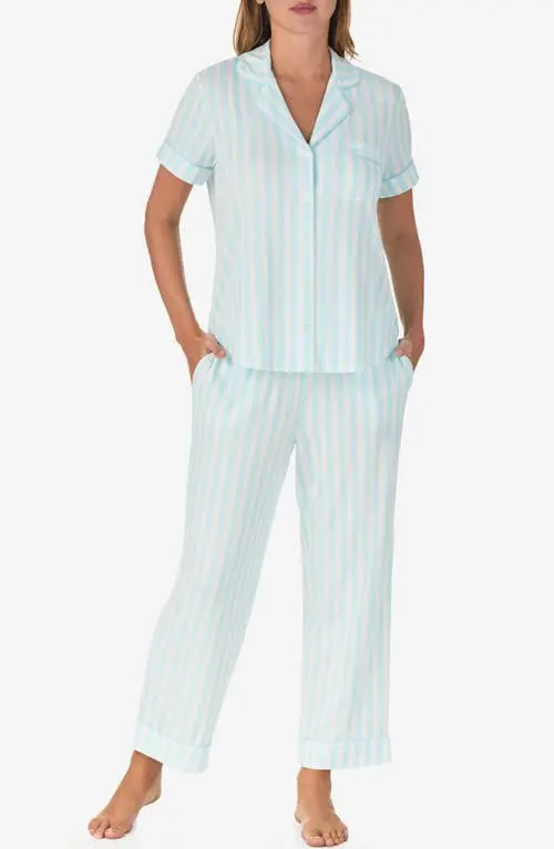 Kate Spade New York Print Crop Pajamas - Aqua Stripe