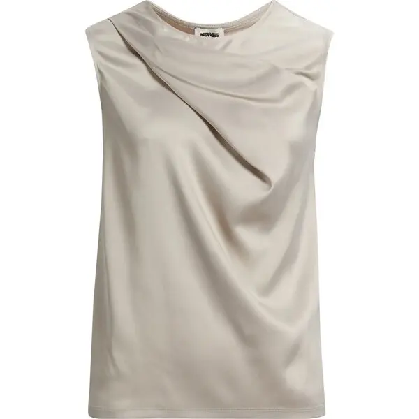 Anne Klein Asymmetric Sleeveless Cowl Neck Top - Porcini