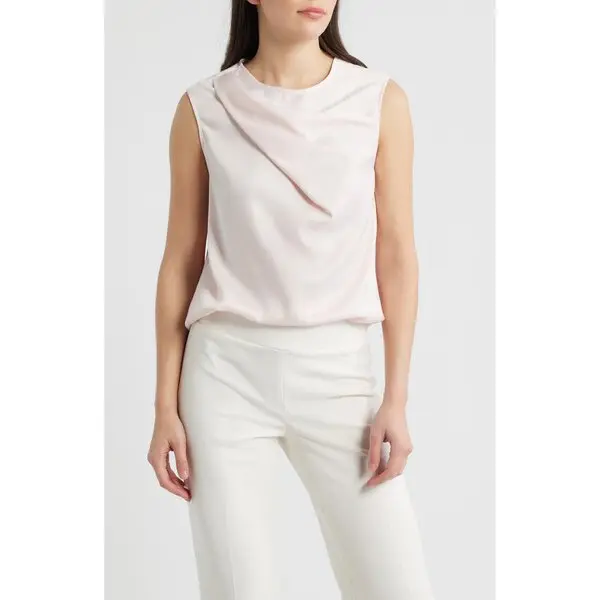 Anne Klein Asymmetric Sleeveless Cowl Neck Top - Soft Blossom