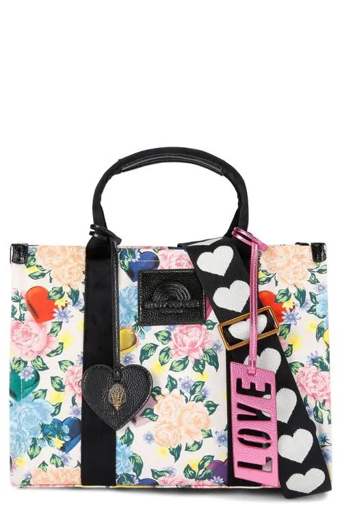 Kurt Geiger Southbank Floral Canvas Tote - Charcoal
