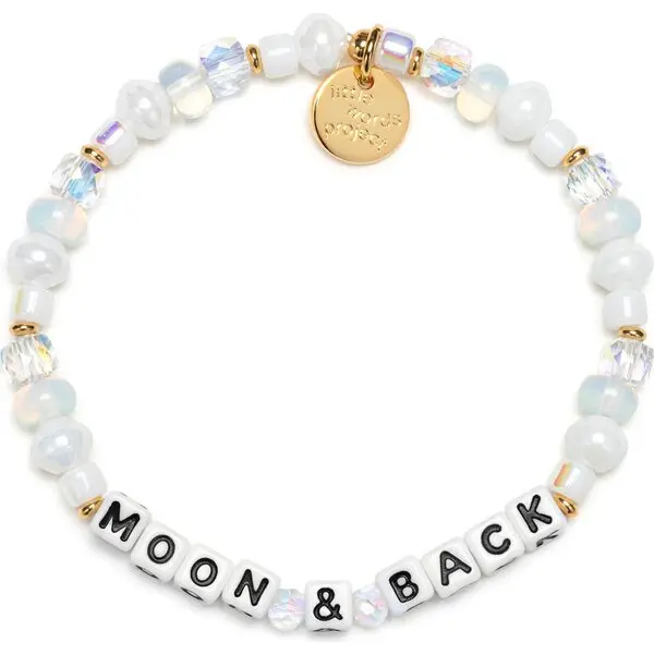 LITTLE WORDS PROJECT Moon & Back Beaded Stretch Bracelet - White