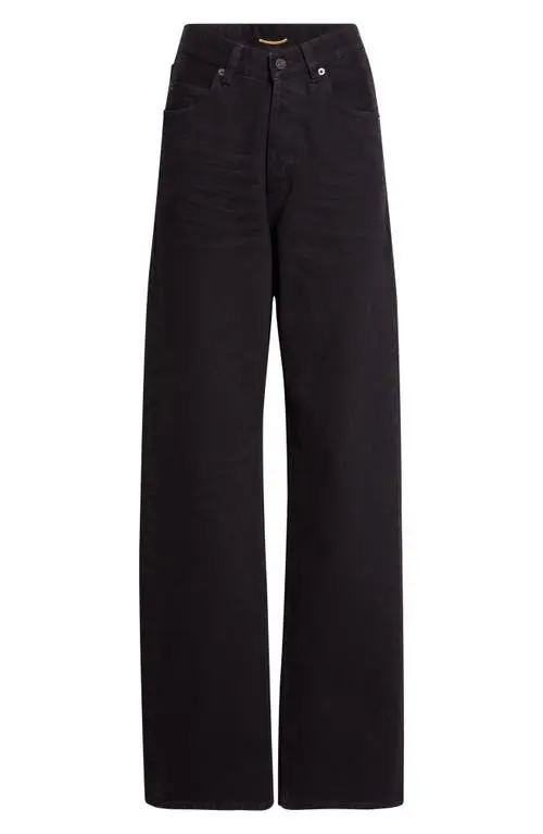 Saint Laurent V-waist Wide Leg Jeans - Midnight Black