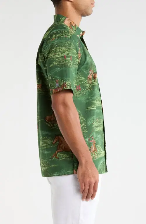 KAHALA Paniolo Country Print Cotton Short Sleeve Button-down Shirt