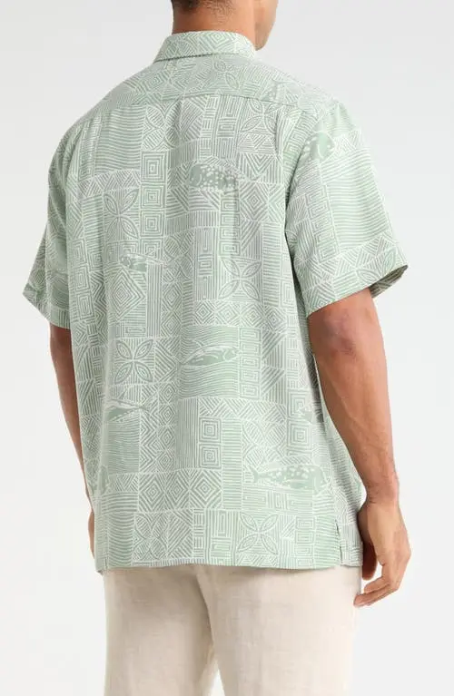 KAHALA Kapakahi Jacquard Short Sleeve Button-up Shirt - Wasabi