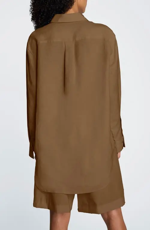KENNETH COLE Long Linen Blend Button-up Shirt - Mesquite