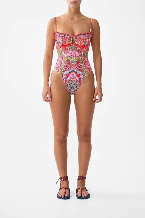 Camilla Ruched Cup Underwire One Piece With Tie - Heirloom Empire