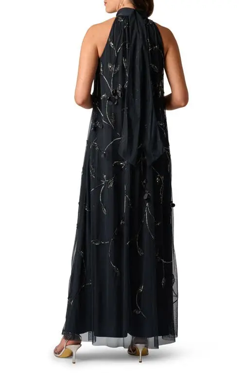 Adrianna Papell Beaded Floral Trapeze Gown