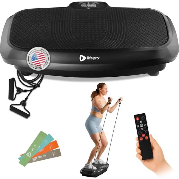 LIFEPRO Turbo 3d Vibration Plate Exercise Machine With Magnetic Acupoints - Black