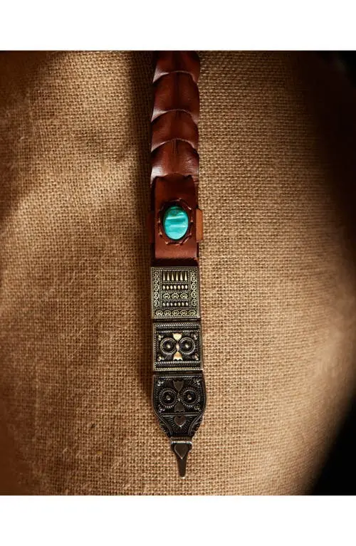 FORTELA Tess Woven Leather Belt - Brown