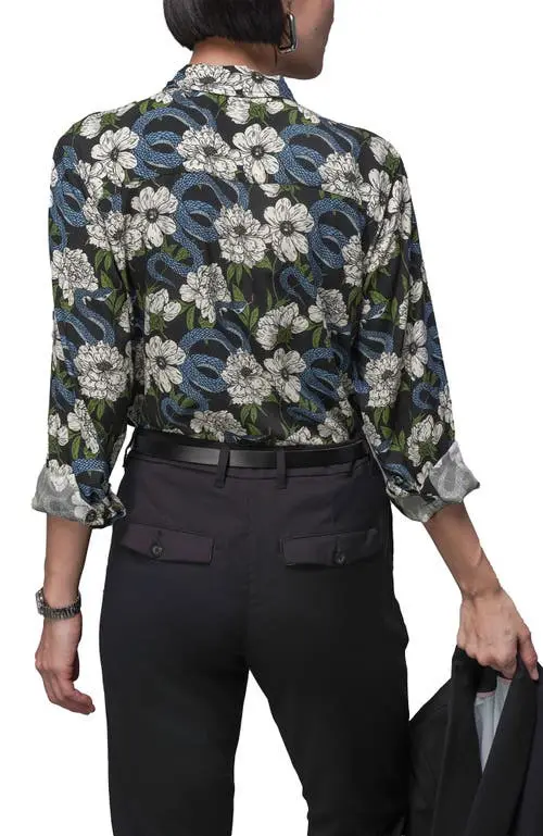WILDFANG The Empower Long Sleeve Button-up - Garden Snake Oat