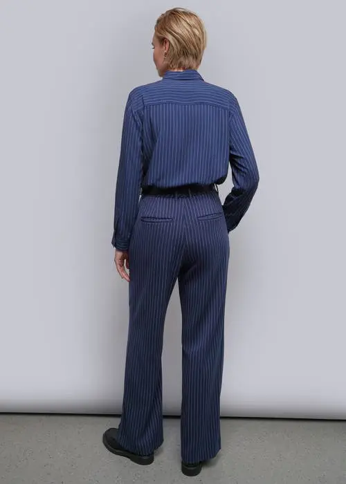 WILDFANG The Empower Long Sleeve Button-up - Pinstripe Navy/oat