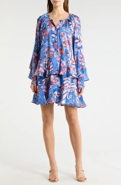 MELLODAY Leaf Print Long Sleeve Dress
