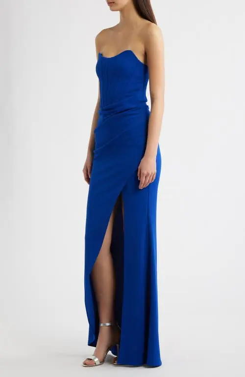 EMERALD SUNDAE Strapless Cateye Corset Gown - Royal