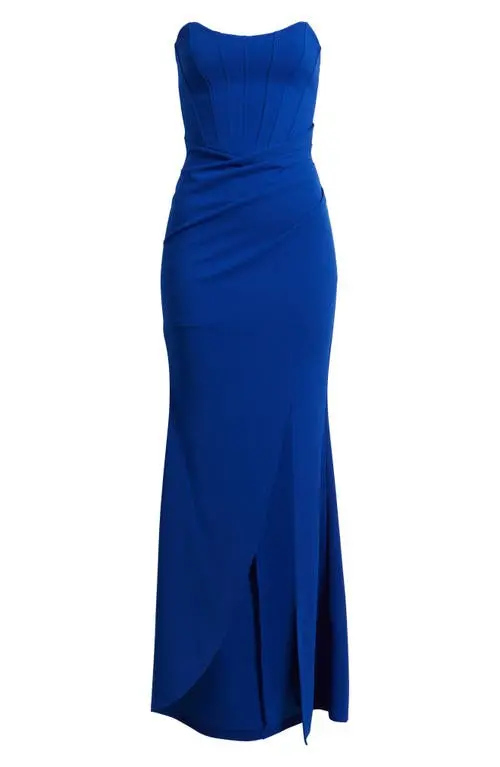 EMERALD SUNDAE Strapless Cateye Corset Gown - Royal