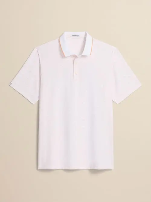 ASHWORTH GOLF Micro Floral Polo - White/sunrise/flora
