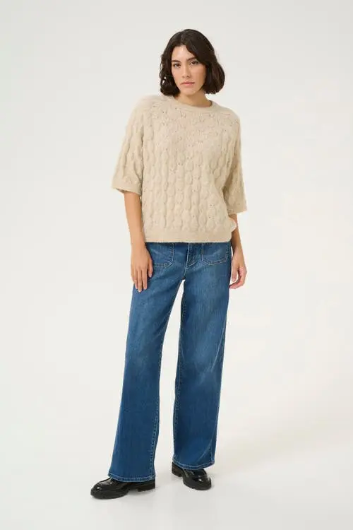 KAFFE Malene Half Sleeve Pullover - Feather Gray Melange