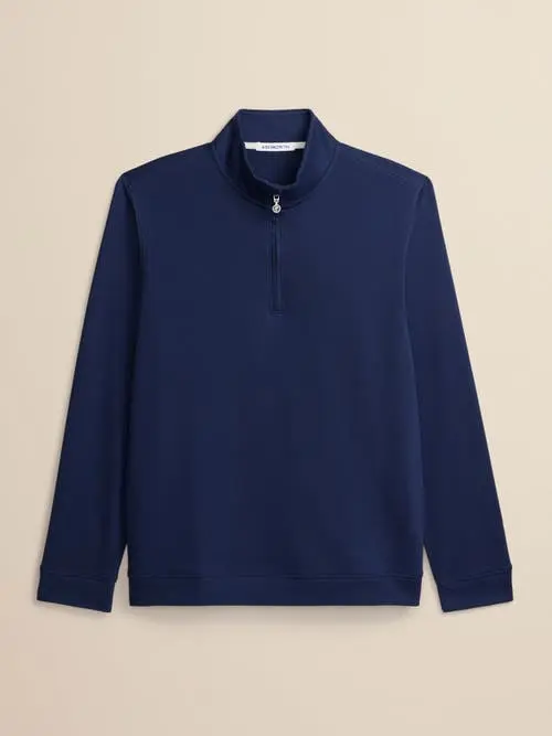 ASHWORTH GOLF Terry Twillback 1/4 Zip Performance Top - Driver Navy