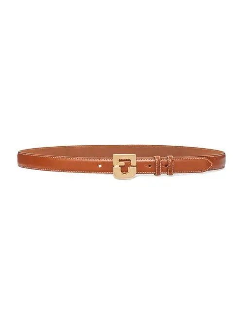 Gerard Darel Le Lauren Slim Leather Belt - Camel