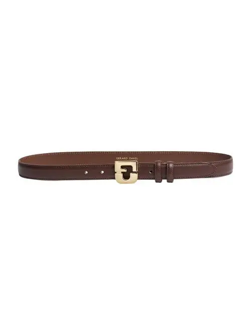 Gerard Darel Le Lauren Slim Leather Belt - Coffee