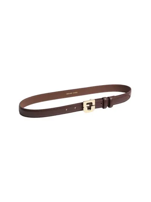 Gerard Darel Le Lauren Slim Leather Belt - Coffee