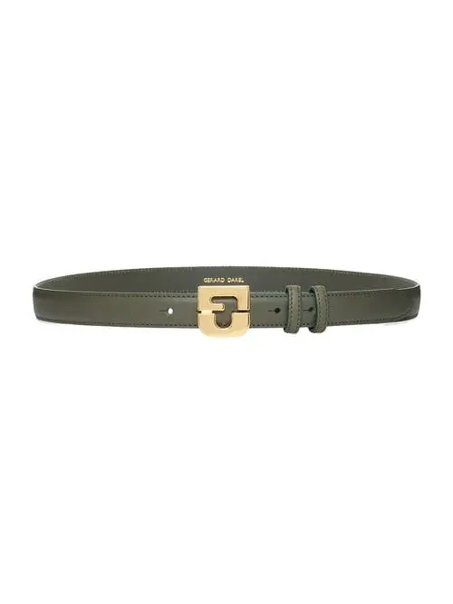 Gerard Darel Le Lauren Slim Leather Belt - Khaki